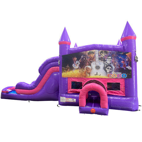 Coco Dream Double lane wet/dry slide with bounce house