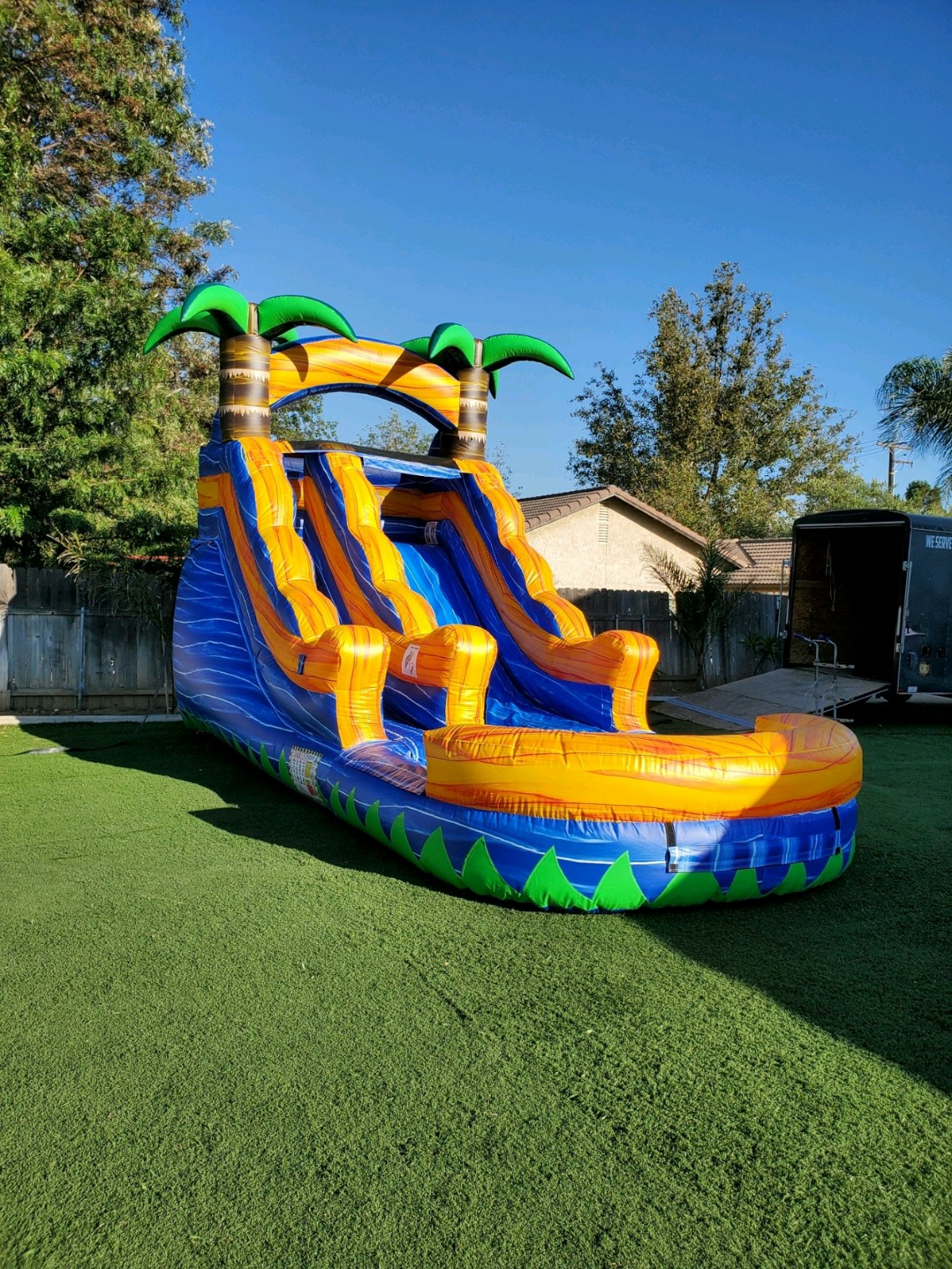 13 ft. Orange tropical water slidewater slide | 909 Jumpers