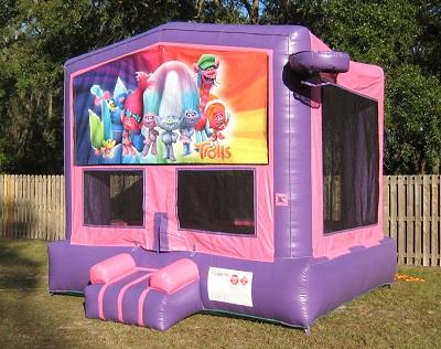 Trolls 2 in 1 Pink and Purple 13ft x 13ft Bounce House & Party Rentals ...