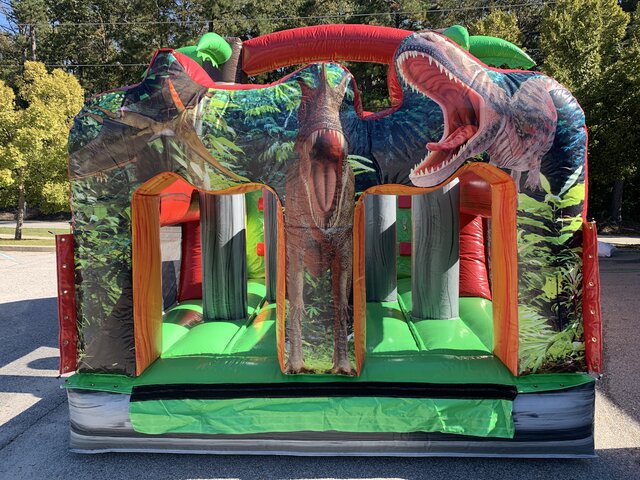 100FT JURASSIC PARK DINOSAUR OBSTACLE COURSE WET/DRY | Bouncer World SC ...