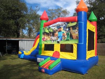 Minecraft Multi Colored 5 in 1 Castle WET Combo Bounce House Tampa ...