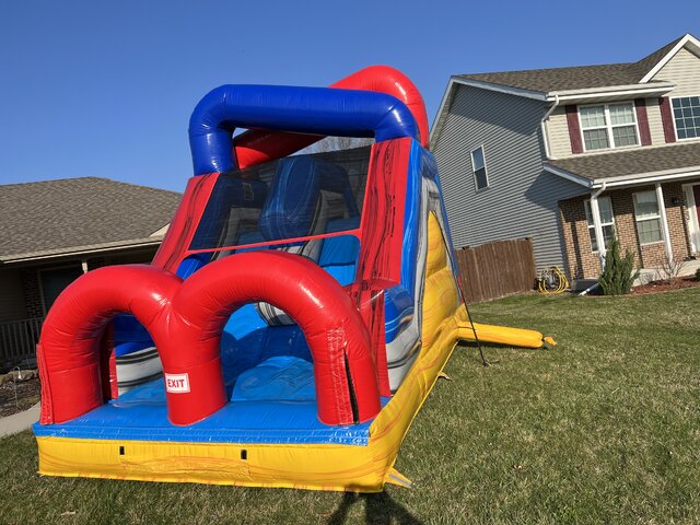 14ft Color Rush Double Lane Dry Slide | Fun Bounces Rentals| Shorewood, IL