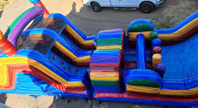 55 ft Obstacle Course with Pool Rentals - Inflatable Obstacle Course ...