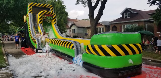 20ft Caustic Drop Water Slide with Foam Machine Rental | Chicago