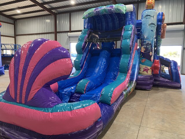 Mermaid themed bounce house and slide combo