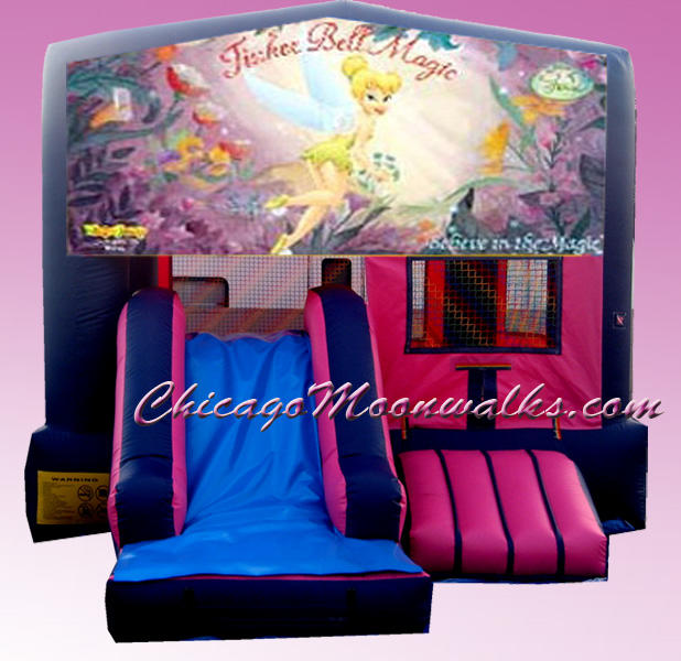 3 in 1 Pink Tinkerbell Combo Bounce House Rental Chicago, IL