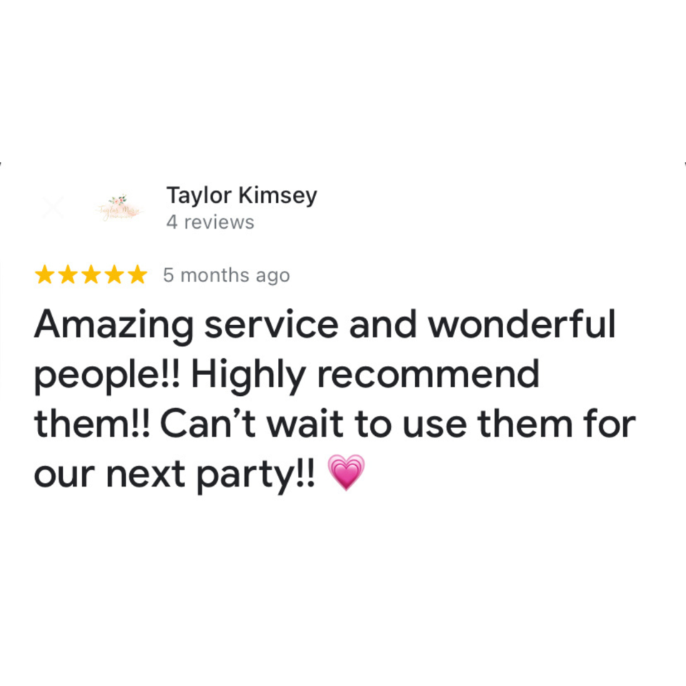 Customer Testimonials | Palm Tree Party Rentals