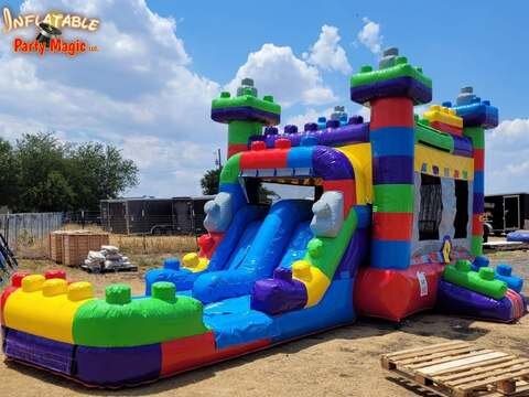 Lego Bounce House with Slide Rental | DFW Texas
