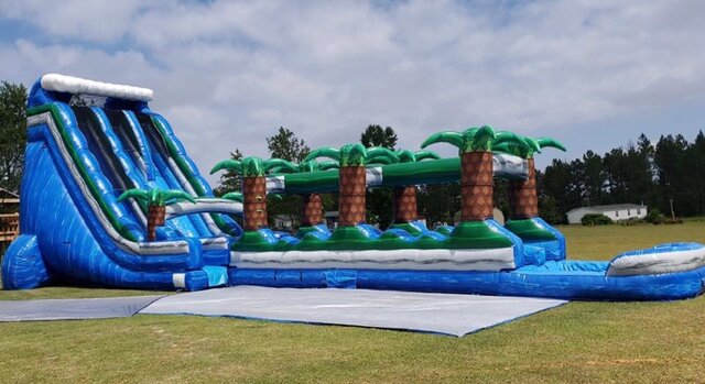 22FT DUAL LANE TROPICAL WATER SLIDE WITH SLIP N' SLIDE ATTACHMENT ...