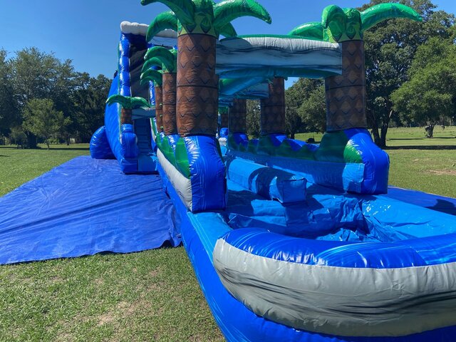 22FT DUAL LANE TROPICAL WATER SLIDE WITH SLIP N' SLIDE ATTACHMENT ...